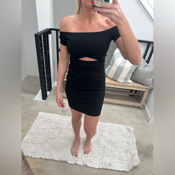 privy | Dresses | Privy Black Offshoulder Cutout Cocktail Mini Dress ...